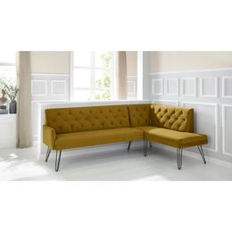 exxpo - sofa fashion Eckbank &raquo;Doppio, Chesterfield Optik, komfortabel und bequem, hohe Designf&uuml;&szlig;e&laquo; Frei im Raum stellbar gold 100% Polyester
