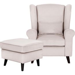 Home Affaire Sessel &raquo;Ohrensessel CHISTELLE, wahlweise mit Polsterhocker&laquo; mit Wellenunterfederung, Ma&szlig;e: B/T/H: 81/87/99 cm beige 100% Polyester