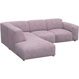 FLEXLUX Ecksofa &raquo;Lucera, super bequem durch hochwertigen Sitzaufbau mit Kaltschaum&laquo; modern & anschmiegsam, L-Form, Designsofa lila 85% Polyester/15%