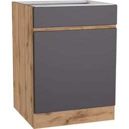 KOCHSTATION Unterschrank &raquo;KS-Riesa&laquo; Breite 60 cm, MDF-Fronten grau Holzwerkstoff