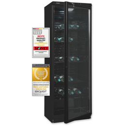 Exquisit Getr&auml;nkek&uuml;hlschrank &raquo;GKS350-1-GT-280D schwarz&laquo; 173 cm hoch 60 cm breit 320 L Volumen, Getr&auml;nkek&uuml;hlschrank mit Glast&uuml;r, LED silber Mit dem 