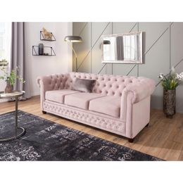 Home Affaire Chesterfield-Sofa &raquo;New Castle&laquo; mit hochwertiger Knopfheftung in Chesterfield-Design, B/T/H: 203/86/72 rosa