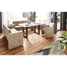 exxpo - sofa fashion Polsterbank &raquo;Barista K&uuml;chensofa mit Komfortsitzh&ouml;he 49cm&laquo; tolle Detailverarbeitung, frei im Raum stellbar beige Microfaser (