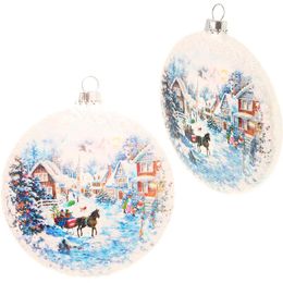 KREBS GLAS LAUSCHA Weihnachtsbaumkugel &raquo;KGL03638, Weihnachtsdeko, Christbaumschmuck, Christbaumkugeln Glas&laquo; Taler aus Glas, mit weihnachtlichem...