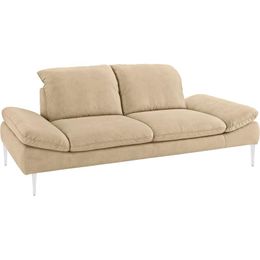 W.Schillig 2,5-Sitzer &raquo;enjoy&MORE&laquo; mit Sitztiefenverstellung, F&uuml;&szlig;e Chrom gl&auml;nzend, Breite 232 cm beige Chenille-Flachgewebe R66 (85% Polyester, 15% 