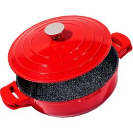 King Schmorpfanne »Shine Red« Aluminiumguss 1 Stk. tlg. Ø 28 cm, Induktion rot/schwarz