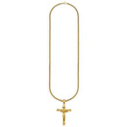 Bruno Banani Herren Kette mit Anh&auml;nger &raquo;Schmuck Geschenk Halskette Kreuz Gravur INRI Venezianerkette&laquo; gold