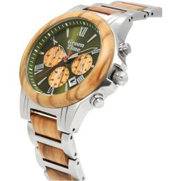 Greentime Herren GreenTime Chronograph &raquo;ZW163A&laquo; Armbanduhr, Quarzuhr, Herrenuhr, Holzuhr, Datum braun