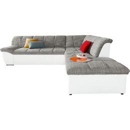 DOMO collection Ecksofa »Splash, aktuelle Sitz- und Rückensteppung, Materialmix, L-Form« wahlweise mit Bettfunktion weiß/grau