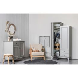 Woood Garderobenschrank &raquo;Lily&laquo; massives Kiefernholz, mit Kleiderstange, H 190 cm x B 98 cm grau Holzwerkstoff