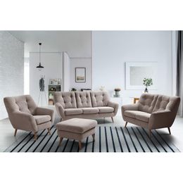 exxpo - sofa fashion Sessel &raquo;Scandi, Loungesessel mit tollem Sitzkomfort, hochwertige Polsterung&laquo; bequem, hohe Holzf&uuml;&szlig;e braun