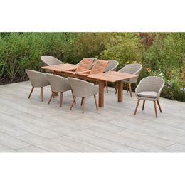Merxx Garten-Essgruppe &raquo;&raquo;Arrone&laquo;&laquo; Set, Tisch doppelt ausziehbar: 100x 180/220/260x 75 cm, 9 Stk. tlg. Sesselbeine aus Akazienholz, Beine 9x9 cm, 