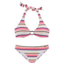 Venice Beach Damen Triangel-Bikini mit strukturierter Ware und Zierring beige 32, Cup A/B