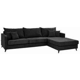 Home Affaire Ecksofa &raquo;Renesse L-Form&laquo; lose Kissen, Keder an Sitzkissen schwarz Samtvelours 100% Polyester;Luxus-Microfaser ALTARA NUBUCK (100% 