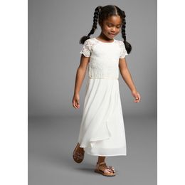 Kidsworld M&auml;dchen Kidsworld Jerseykleid &raquo;Festliches Kleid mit Spitze&laquo; Elegantes Kleid mit Spitze und Chiffon beige 92/98, N-Gr