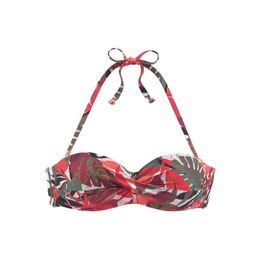 Lascana Damen Lascana B&uuml;gel-Bandeau-Bikini-Top &raquo;Ava&laquo; im tropischen Design rot 34, Cup D