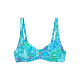 Sunseeker Damen B&uuml;gel-Bikini-Top &raquo;Lapa&laquo; mit tropischem Print blau 38, Cup C