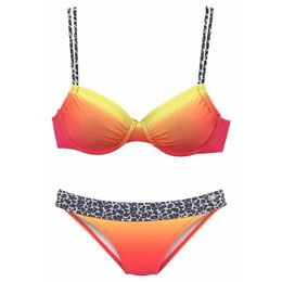Kangaroos Damen Kangaroos B&uuml;gel-Bikini mit trendigen Details im Leoprint orange 36, Cup E