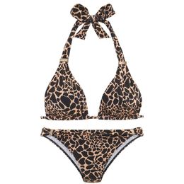 Lascana Damen Lascana Triangel-Bikini &raquo;Zaba&laquo; Goldfarbene Zieraccessoires an Top und Hose schwarz 34, Cup A/B