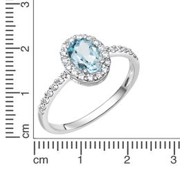 ZEEme Damen Fingerring &raquo;375/- Wei&szlig;gold Zirkonia und Blautopas&laquo; wei&szlig;
