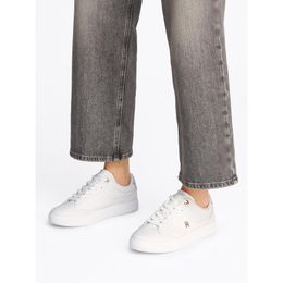 Tommy Hilfiger Damen Plateausneaker &raquo;ESSENTIAL CHIC COURT SNEAKER&laquo; , Freizeitschuh, Schn&uuml;rschuh, Halbschuh mit TH-Schmuckelement blau 35