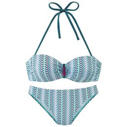 Vivance Damen B&uuml;gel-Bandeau-Bikini mit Zierperlen blau 34, Cup C