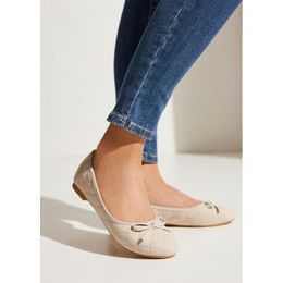 Lascana Damen Lascana Ballerina &raquo;Slipper, Schl&uuml;pfschuh&laquo; mit Schleifenapplikation VEGAN beige 39