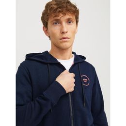 Jack & Jones Jack & Jones Herren Kapuzensweatjacke &raquo;JJSIMON Hoodie mit Rei&szlig;verschluss und hohem Baumwollanteil&laquo; bedruckt, modisch, regular fit, Baumwollmischung, 