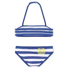 Bench. M&auml;dchen Bandeau-Bikini mit trendigen Streifen blau 122/128, N-Gr