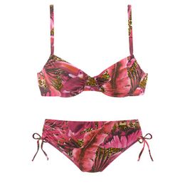 Lascana Damen Lascana B&uuml;gel-Bikini mit h&ouml;her geschnittener Hose pink 36, Cup E