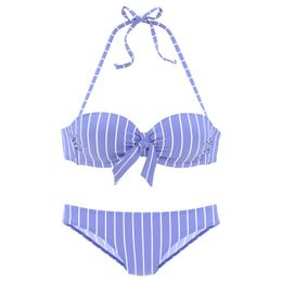 Vivance Damen B&uuml;gel-Bandeau-Bikini mit Zierschleife am Top blau 38, Cup E