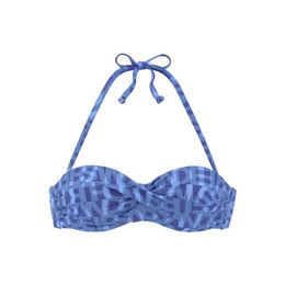 ELBSAND Damen B&uuml;gel-Bandeau-Bikini-Top &raquo;Letra&laquo; mit tollem Wording blau 34, Cup D