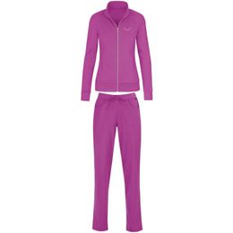 TRIGEMA Jogginganzug »Freizeitanzug mit Kristallsteinen« 2 Stk. tlg. fuchsia M M Elastischer Feinripp