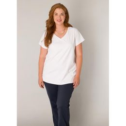 Base Level Curvy Damen V-Shirt &raquo;Lilly&laquo; mit Stretch wei&szlig; 50