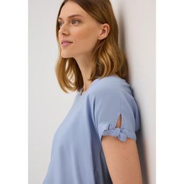 Cecil Damen T-Shirt Blusenshirt mit gerundetem V-Ausschnitt blau M (40)