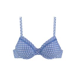 Buffalo Damen B&uuml;gel-Bikini-Top &raquo;Karo&laquo; mit Zierborte blau 36, Cup C
