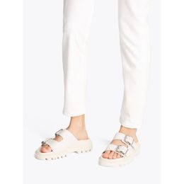 Tommy Jeans Damen Pantolette &raquo;TJW DOUBLE STRAP SANDAL&laquo; , Plateau, Sommerschuh, Schl&uuml;pfschuh mit zwei verstellbaren Schnallen wei&szlig; 37