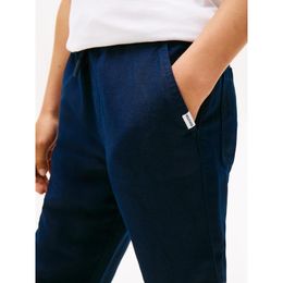 Tommy Hilfiger Jungen Webhose &raquo;LINEN VISCOSE PANT&laquo; mit Kordelzug, Logostickerei blau 7 (122), N-Gr