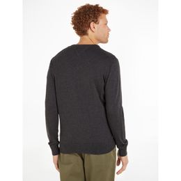 Tommy Hilfiger Herren Strickpullover &raquo;ESSENTIAL COTTON V NECK mit V-Ausschnitt und Stickerei&laquo; unifarben, casual, regular fit, Baumwolle, V-Ausschnitt 