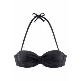s.Oliver Damen s.Oliver Bandeau-Bikini-Top &raquo;Spain&laquo; in unifarben mit Wickeloptik schwarz 34, Cup C