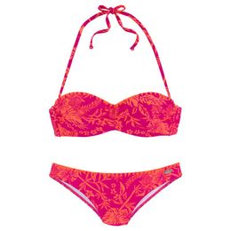 Venice Beach Damen B&uuml;gel-Bandeau-Bikini &raquo;Kensi&laquo; mit kontrasfarbener H&auml;kelkante bunt 32, Cup A