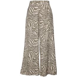 Lascana Damen Lascana Webhose aus Satin mit Animaldruck, luftige Stoffhose mit Taschen, Strandhose gr&uuml;n 38, N-Gr