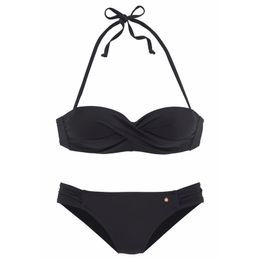 s.Oliver Damen s.Oliver B&uuml;gel-Bandeau-Bikini mit Raffung schwarz 32, Cup A