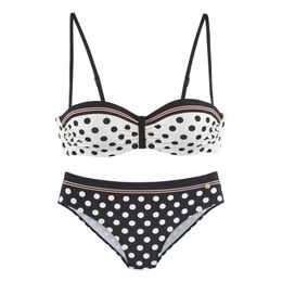 Lascana Damen Lascana B&uuml;gel-Bikini mit s&uuml;&szlig;en Tupfen schwarz 34, Cup A
