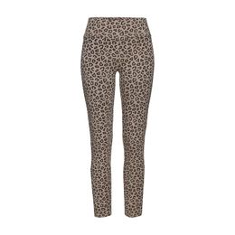 Lascana Damen Lascana Leggings Sweatleggings mit breitem B&uuml;ndchen im Leo-Print, Loungewear grau 36/38, N-Gr