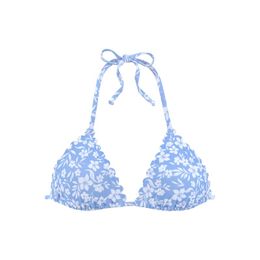 Vivance Damen Triangel-Bikini-Top &raquo;Leni&laquo; mit gelaserter Wellenkante blau 34, Cup A/B