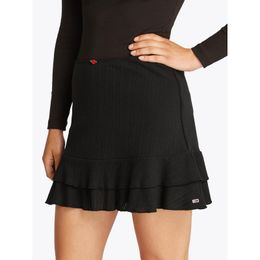 Tommy Jeans Damen Minirock &raquo;TJW POINTELLE MINI SKIRT EXT&laquo; mit Lochmuster, mit Volants schwarz XXL (44)