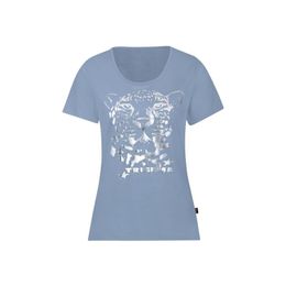 TRIGEMA T-Shirt »T-Shirt mit schimmerndem Leo-Print« 1 Stk. tlg. pearl-blue L L DELUXE-Single-Jersey