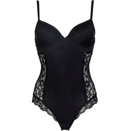After Eden Damen Body mit Spitze, verstellbare Tr&auml;ger, mit B&uuml;gel, vorgeformte Cups, feminin schwarz 80, Cup C