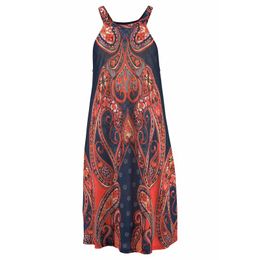Lascana Damen Lascana Jerseykleid mit Alloverprint, lockeres Sommerkleid, Minikleid, Strandkleid blau 34, N-Gr